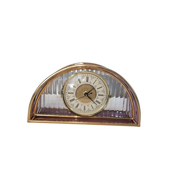 Takane | Wall Decor | Takane Purple Stained Slag Glass Mantle Clock ...
